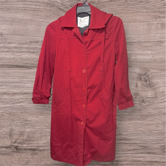 London Fog | Jackets & Coats | Vintage London Fog Red Hooded Rain ...
